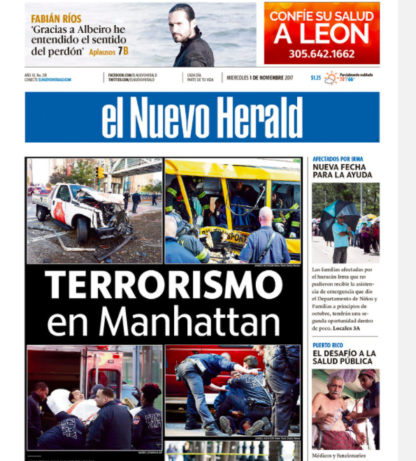 A New York terrorist attack on the front pages | García Media