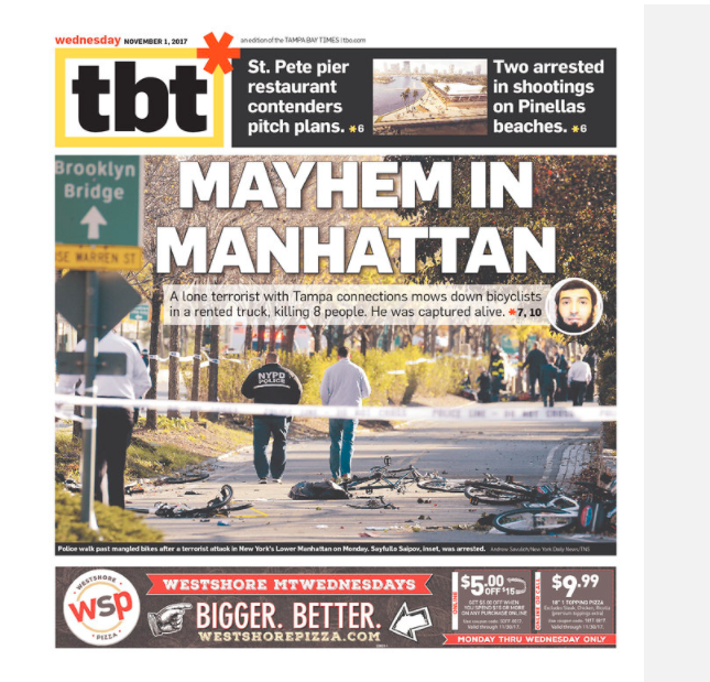 A New York terrorist attack on the front pages | García Media