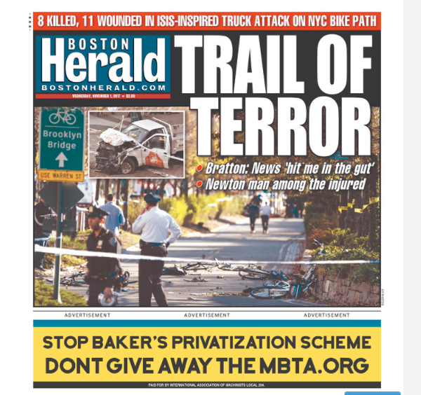 A New York terrorist attack on the front pages | García Media