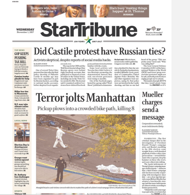 A New York terrorist attack on the front pages | García Media